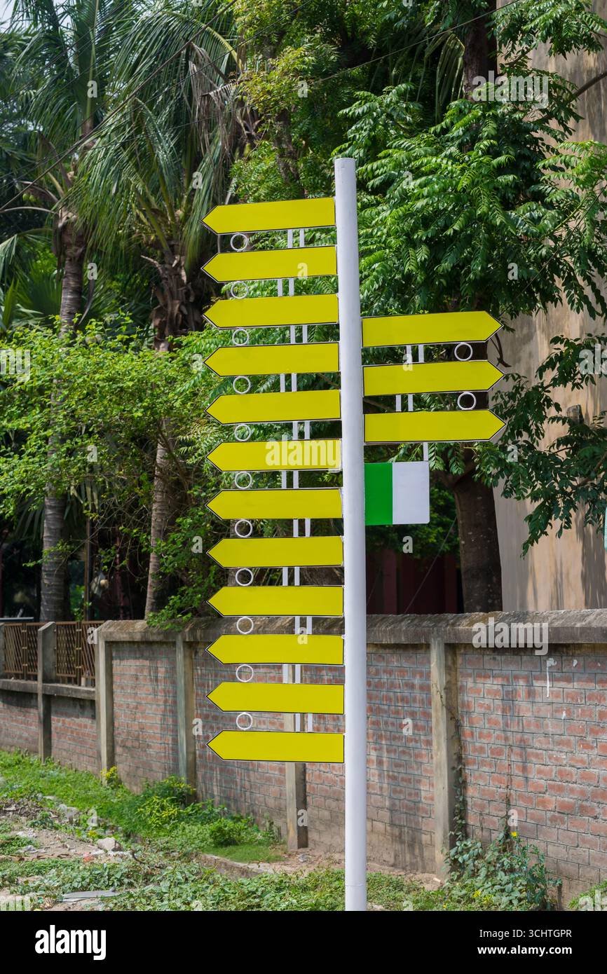 Roadside steel-making signposts are used to display instructions and ...