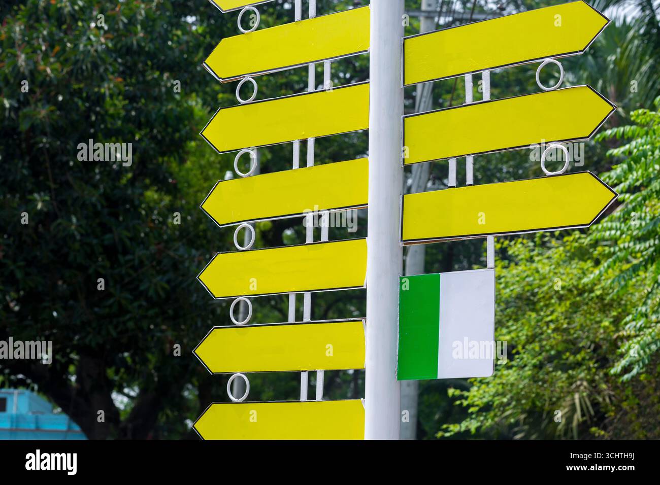 Roadside steel-making signposts are used to display instructions and ...