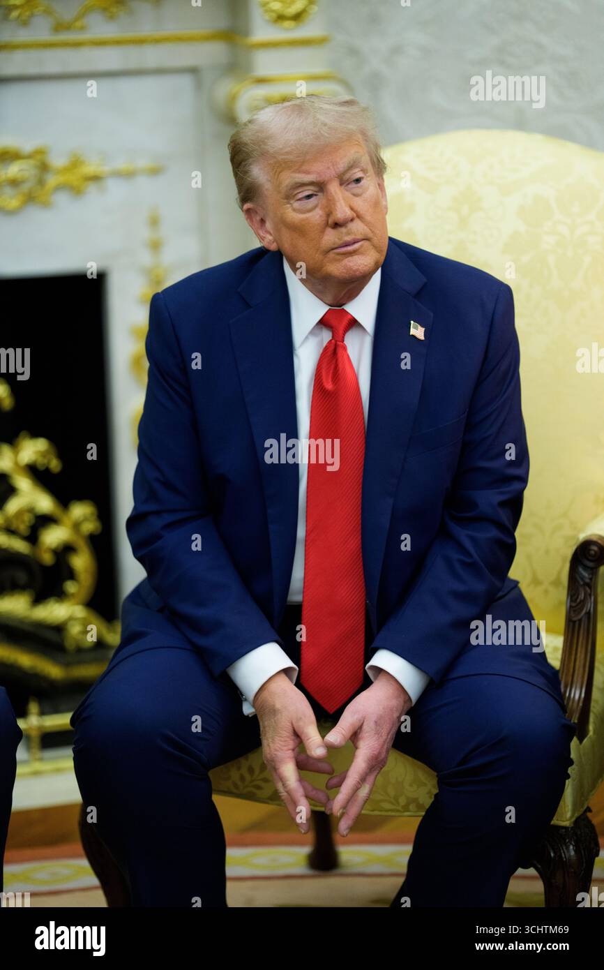 United States President Donald J Trump gives remarks during a bilateral ...