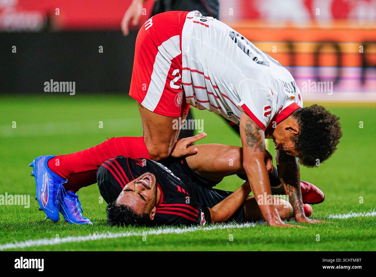 Axel Witsel of Girona FC and Gabriel Suazo of Sevilla FC during the La Liga match 2025-2026 ...