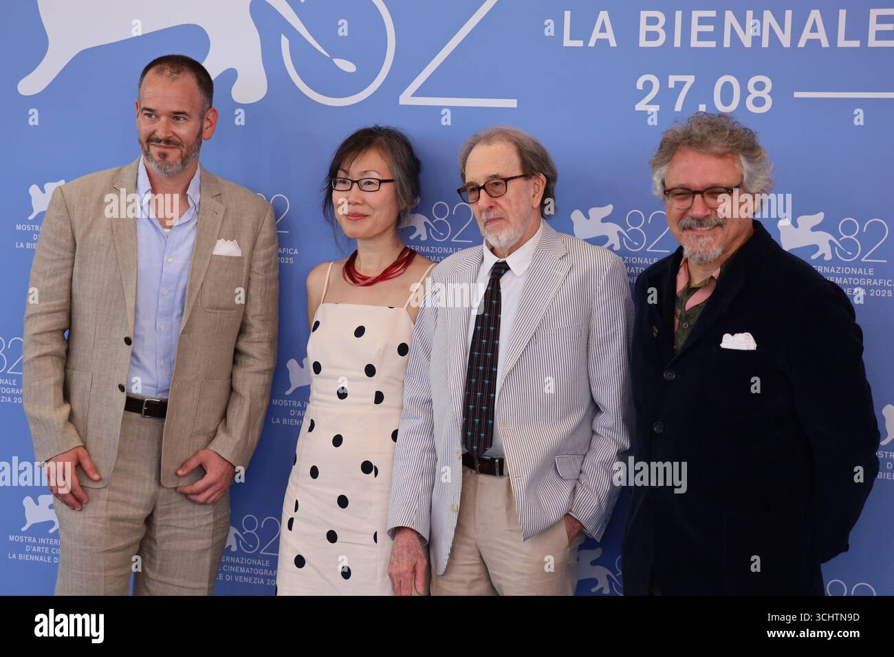 Venice, Italy, 3rd September, 2025. Mark Meatto, Hyun Kim, Ross McElwee ...