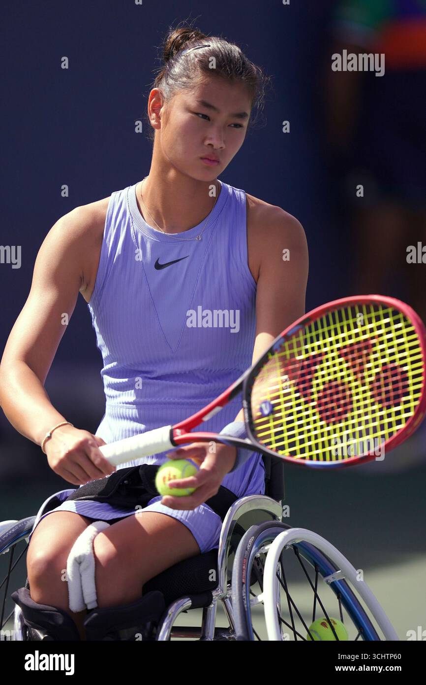 Maylee Phelps of the United States during the women's doubles ...