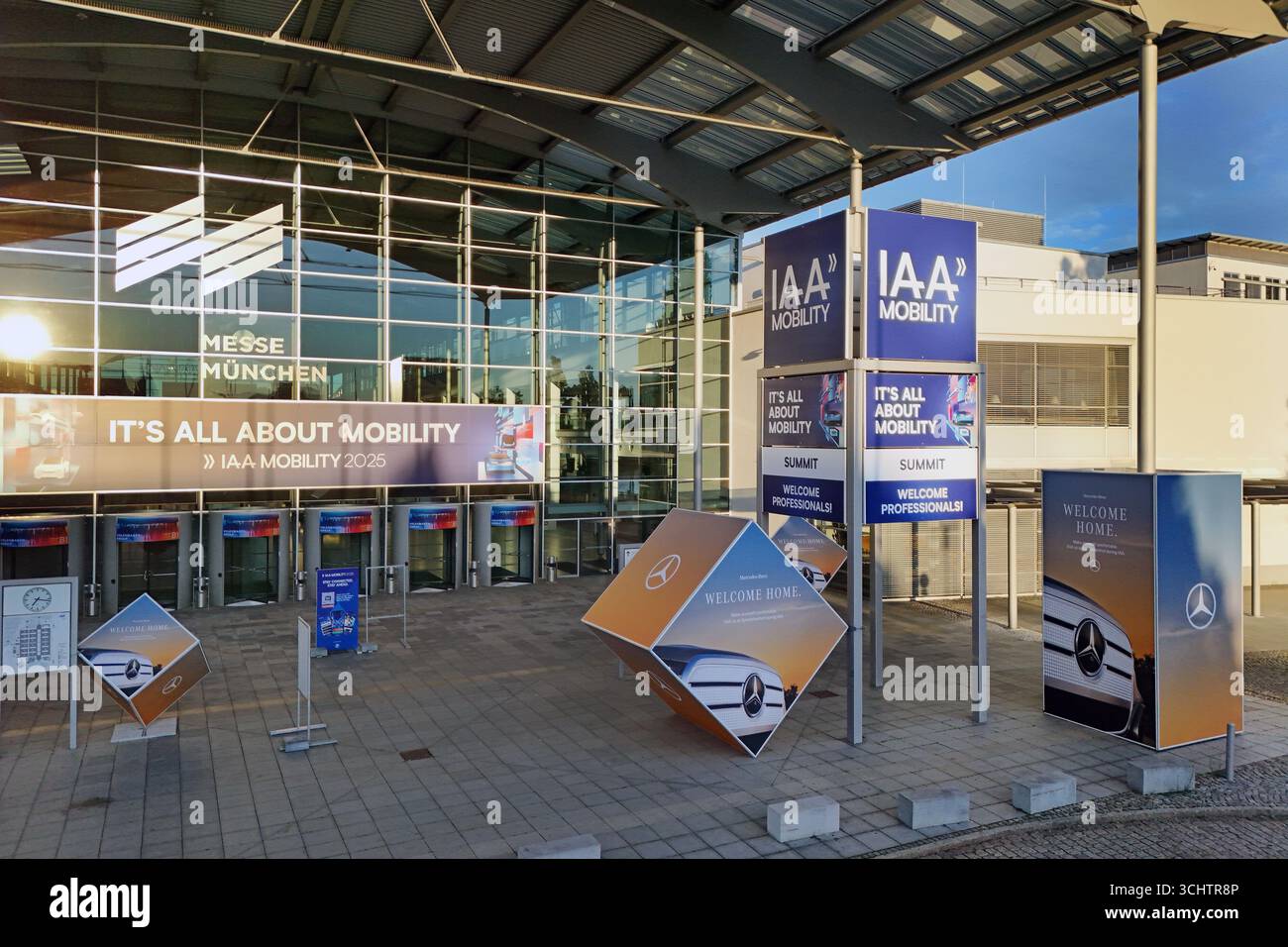 Entrance to the IAA Mobility 2025 at the Munich Trade Fair Centre from ...
