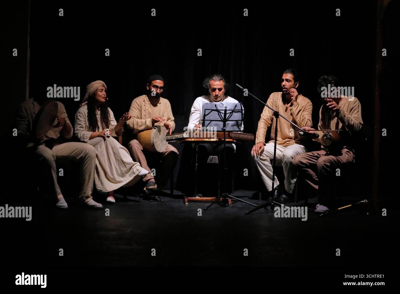 The music band performs during a musical play "Mehrara", a love story ...