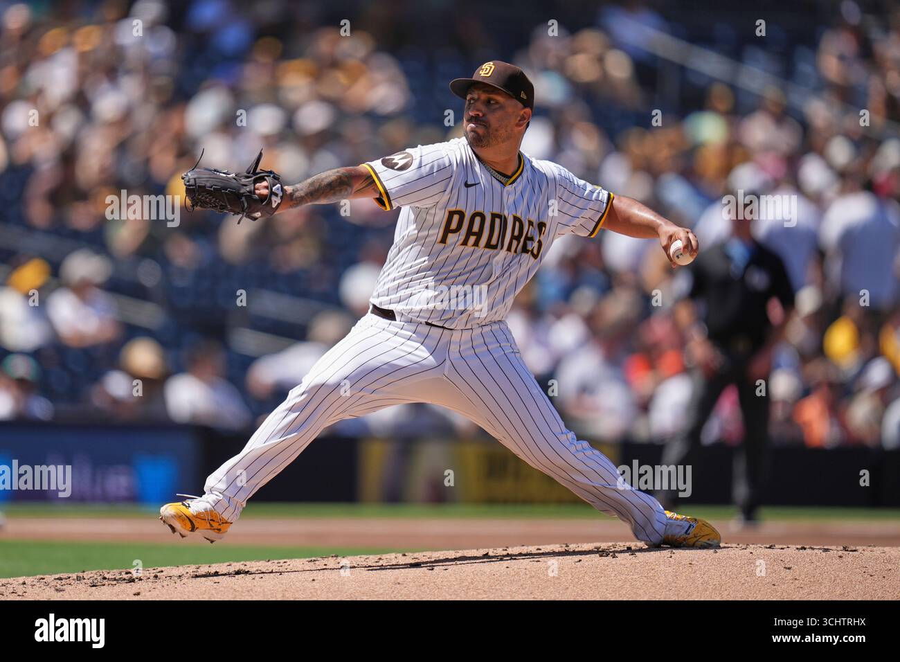 San Diego Padres starting pitcher Nestor Cortes works against a ...