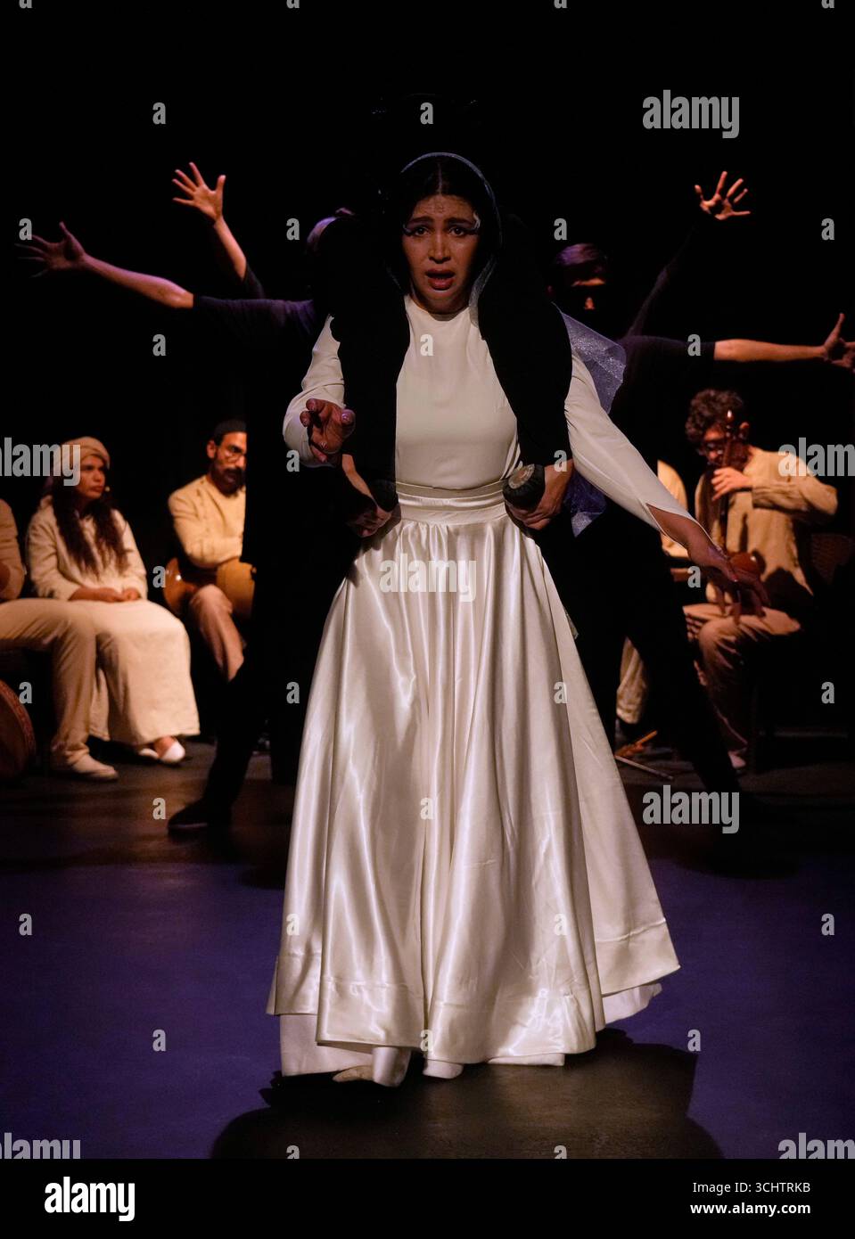 Iranian actress Jeyran Barikani and others perform during a musical ...
