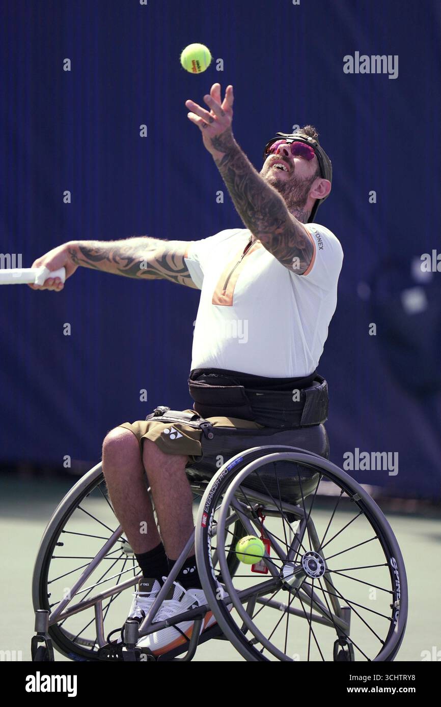 Heath Davidson of Australia during the men's wheelchair doubles quarterfinals at the U.S. Open ...