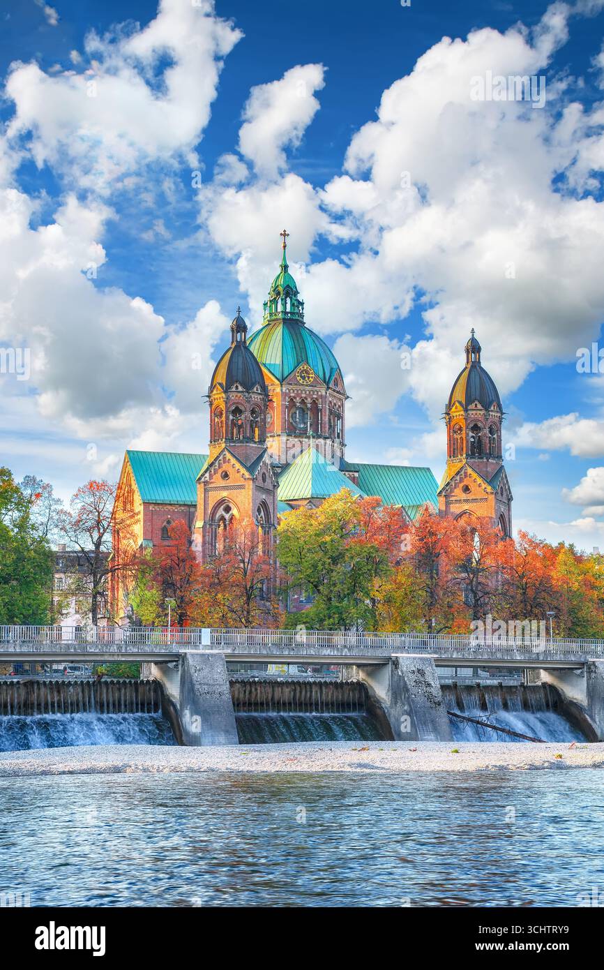Amazing autumn view on Saint Lucas Church (Lukas kirche), the largest ...