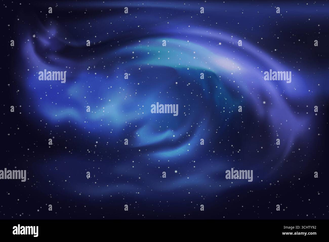 Starry outer space with nebula in universe, night sky with stars and Northern Lights. Cosmic ...