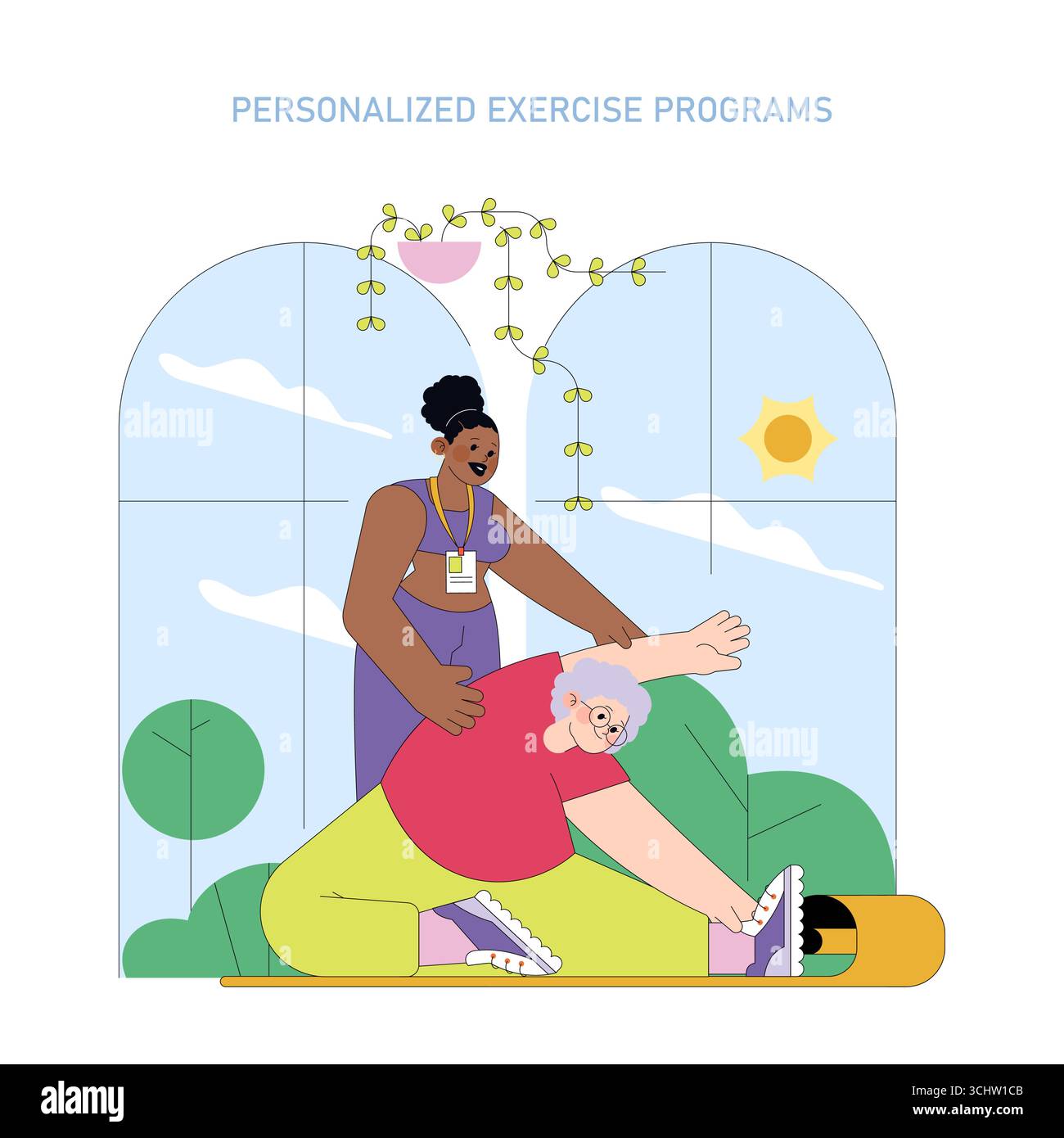 Mature woman sunny exercise Stock Vector Images - Alamy