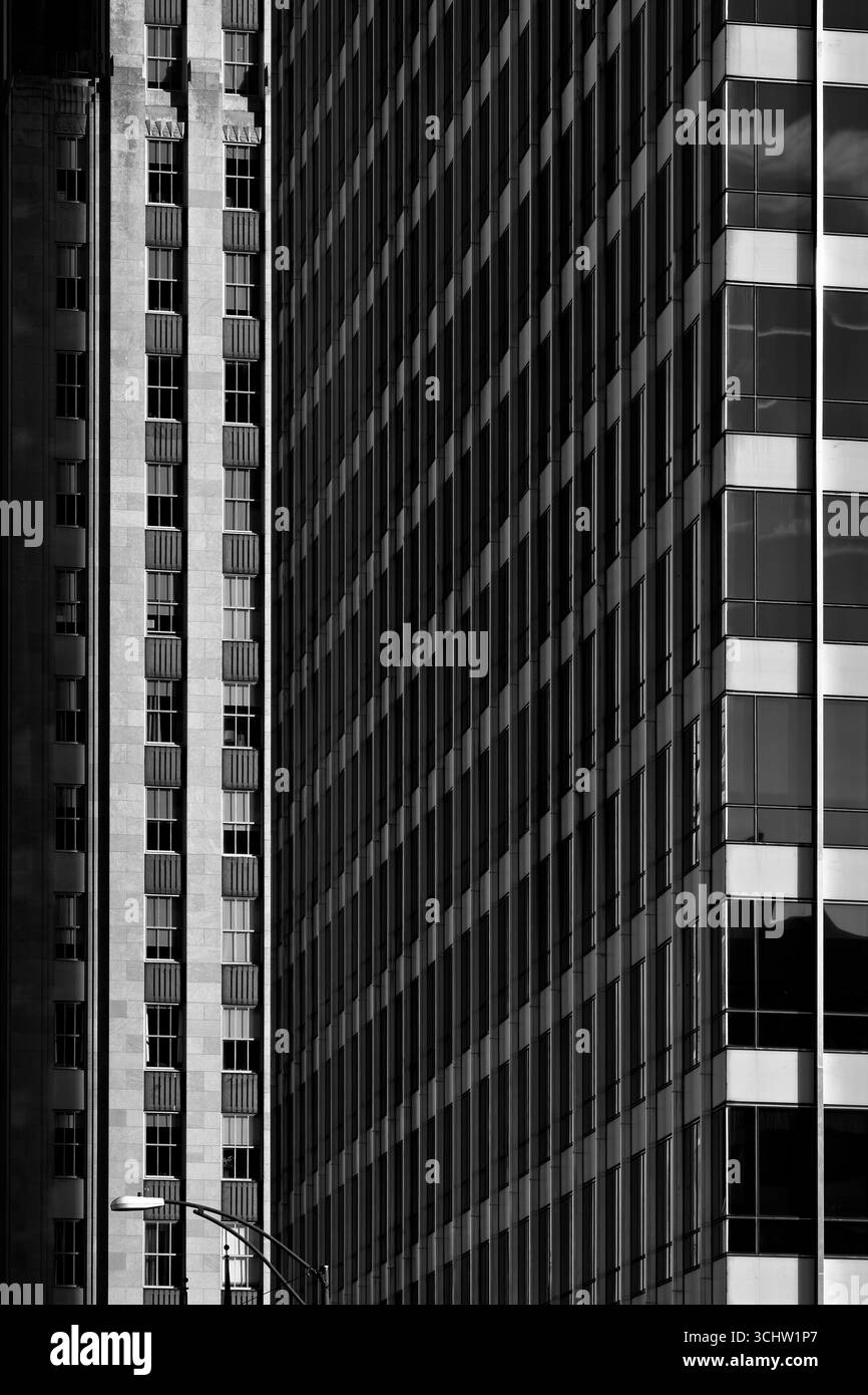 Windows to the city of different times on the RJ Reynolds building and ...