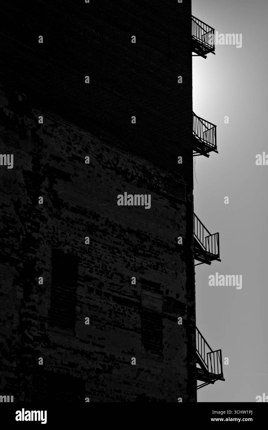 Fire escape along the historic Pepper Building. Winston Salem, NC. A ...