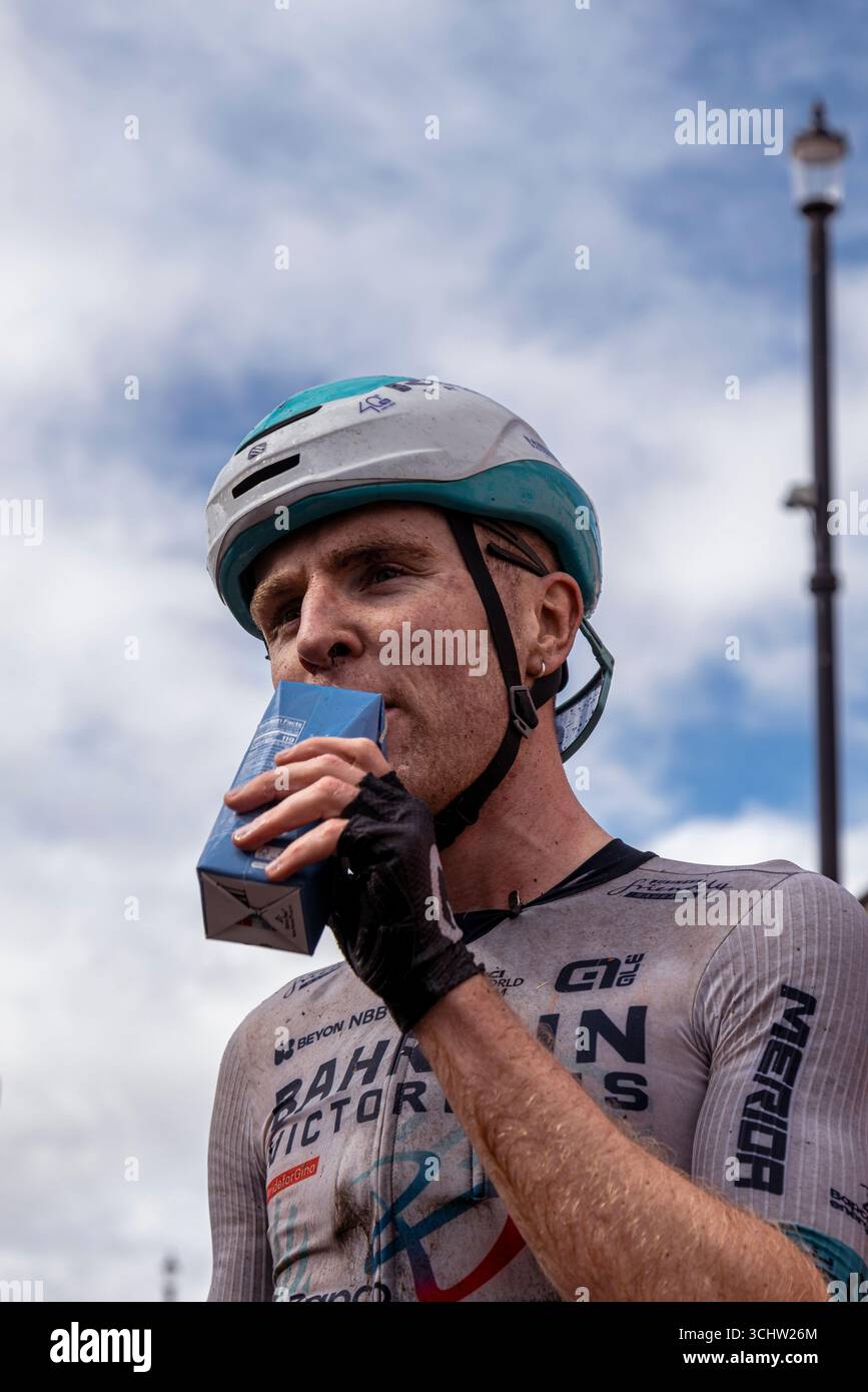 Fred Wright of Bahrain Victorious at the end of Stage Two of the Tour ...