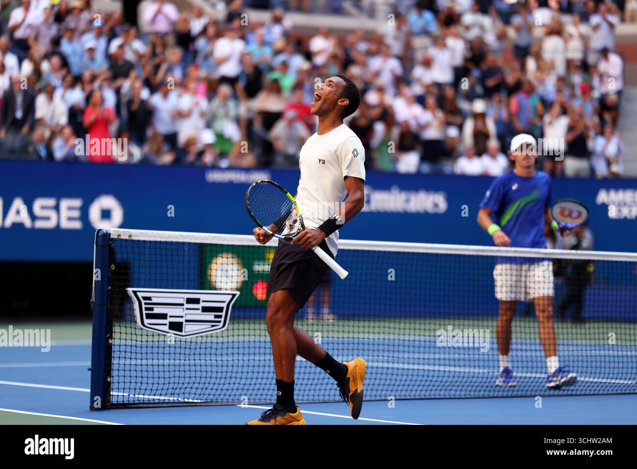 3 September 2025 - Flushing Meadows, New York - Felix Auger-Aliassime of Canada celebrating his ...