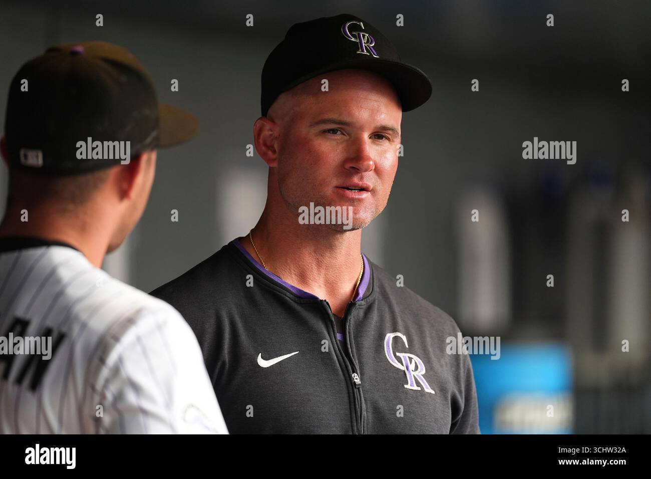 Colorado Rockies interim manager Warren Schaeffer (34) in the first ...
