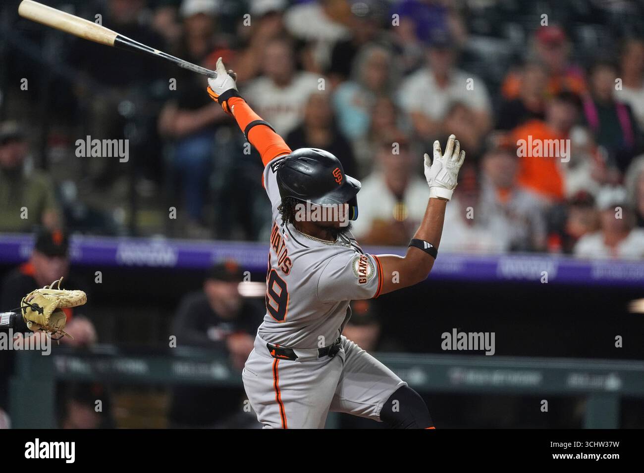 San Francisco Giants right fielder Luis Matos (29) in the ninth inning ...
