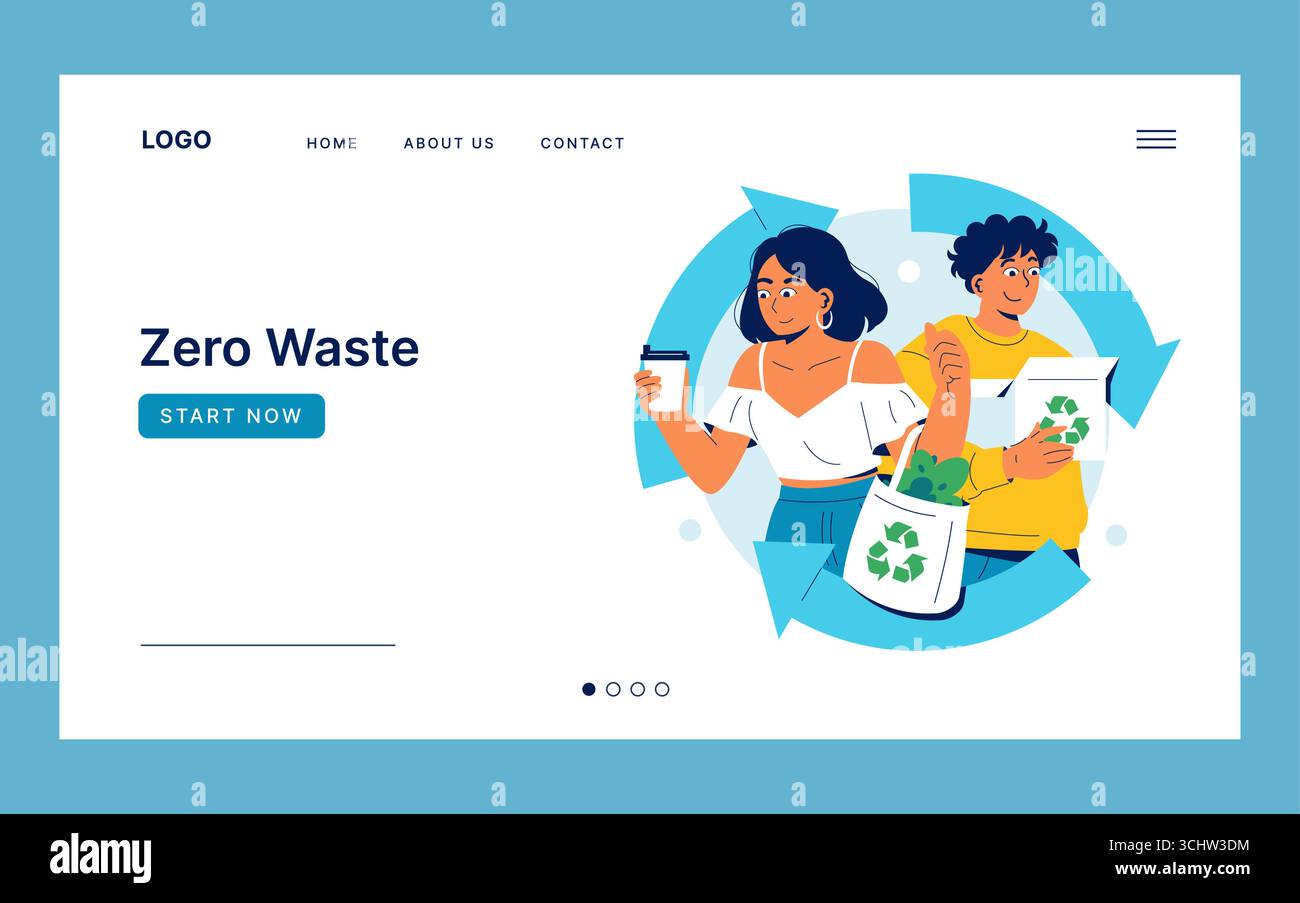 Vector illustration of two people engaging in zero waste actions ...