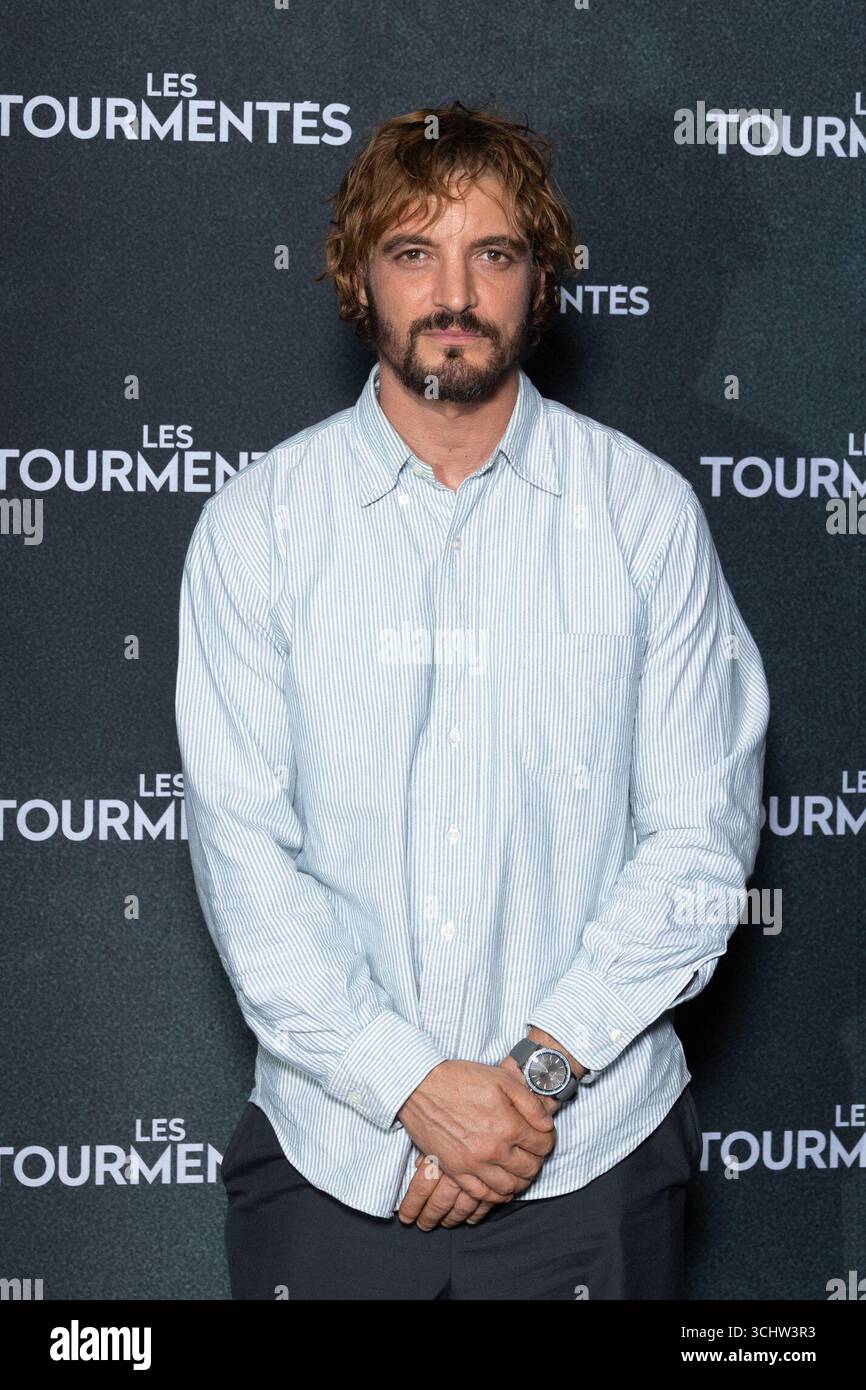 Niels Schneider attends 'Les Tourmentes' Paris Film Premiere at UGC Les ...