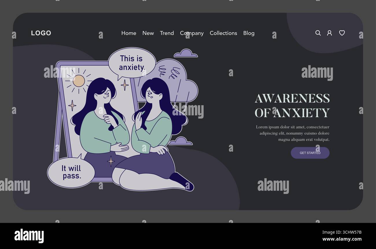 Illustrated concept of anxiety awareness showing a comforting ...