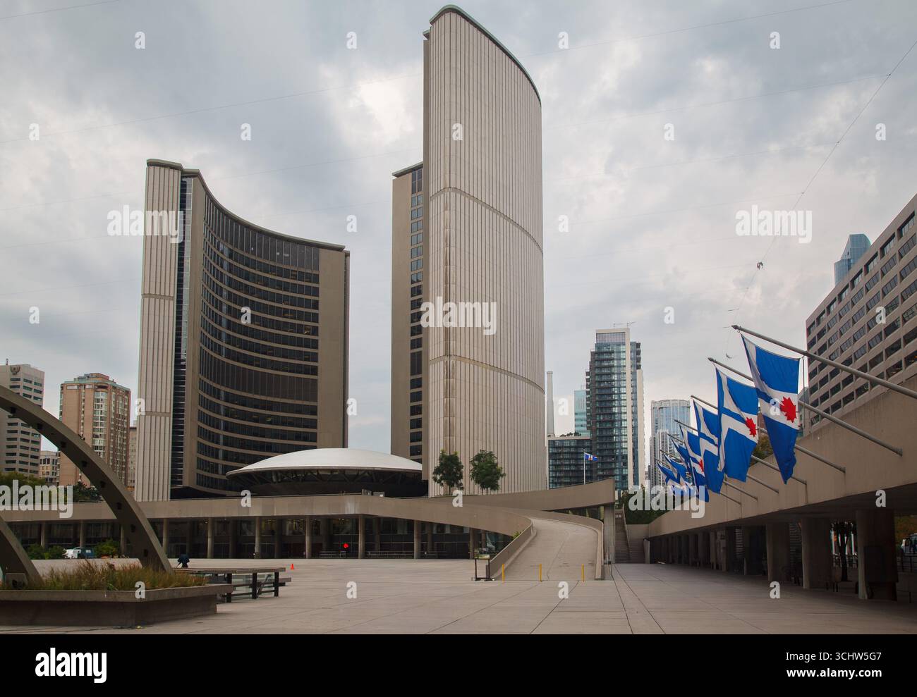 The Nathan Phillips Square, Toronto flags and the Modern Toronto City ...