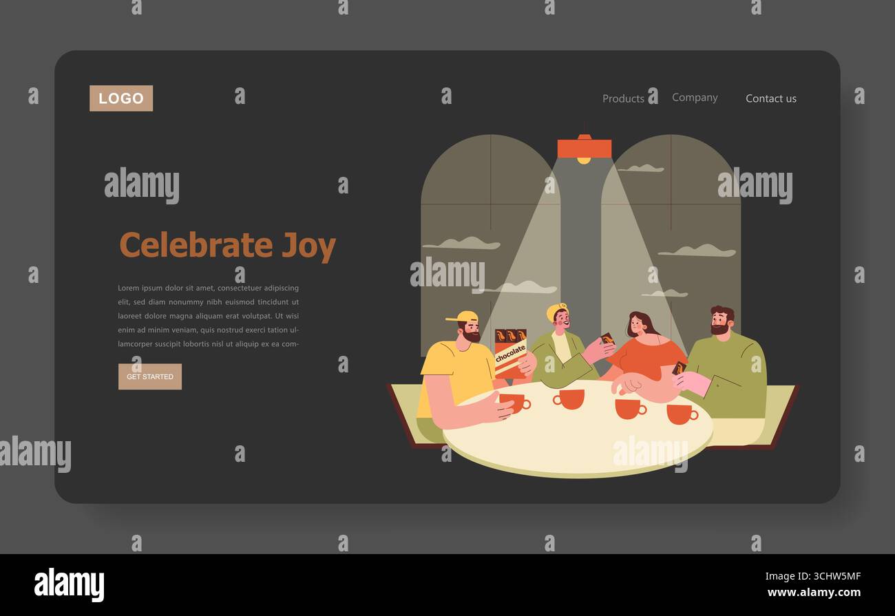 Vector illustration of a cheerful group gathered around a table ...