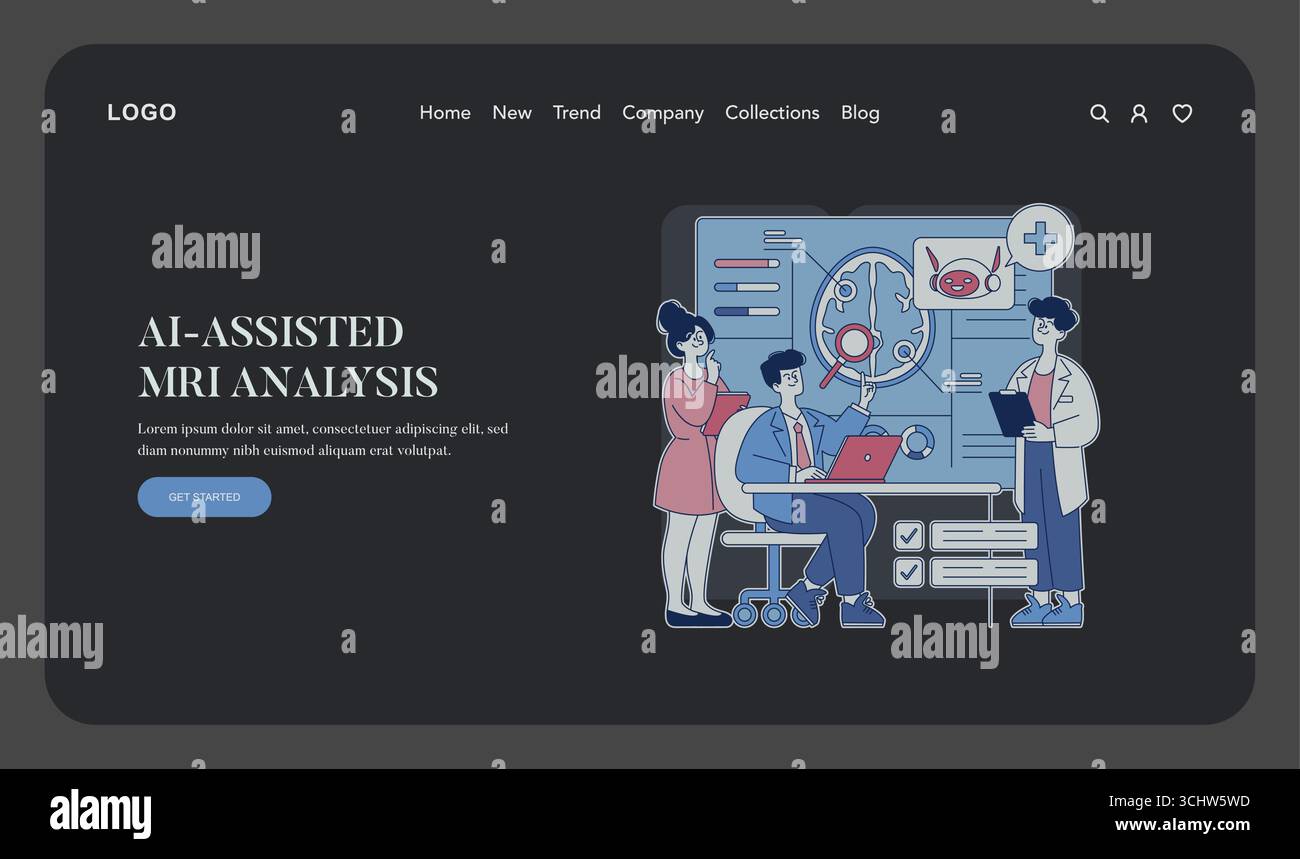 Vector illustration of a team analyzing MRI scans on a digital ...