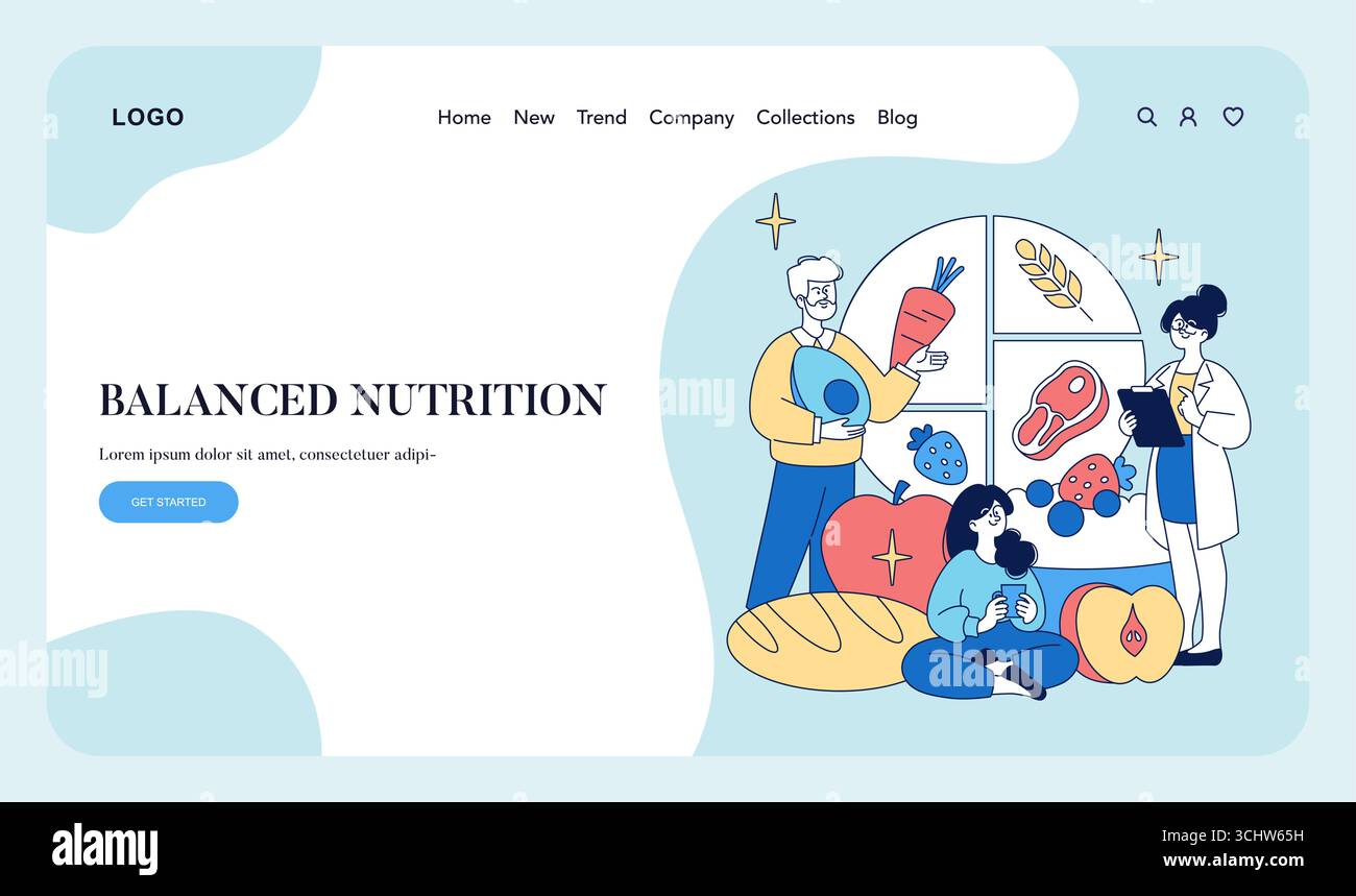 Vector illustration showing a balanced nutrition concept with various ...