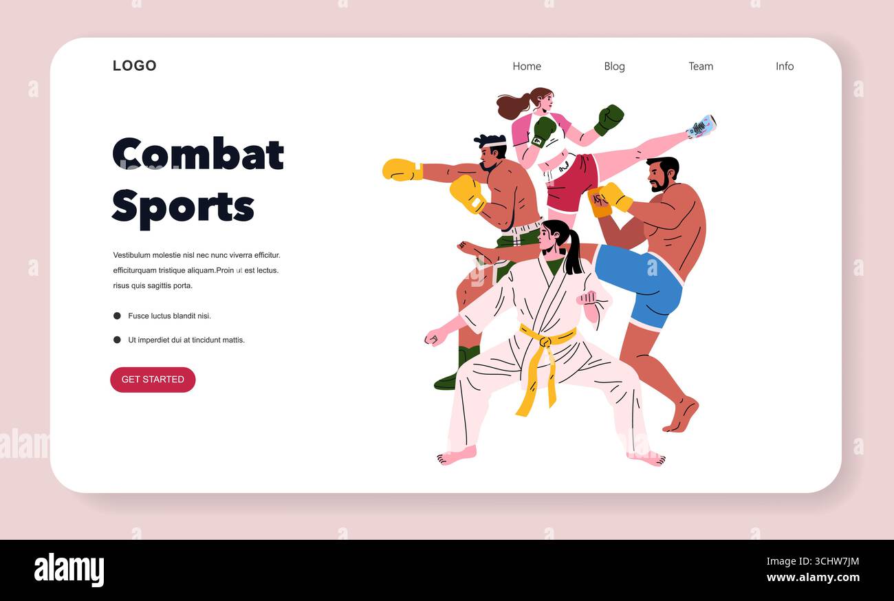 Vector illustration of diverse athletes engaged in combat sports ...