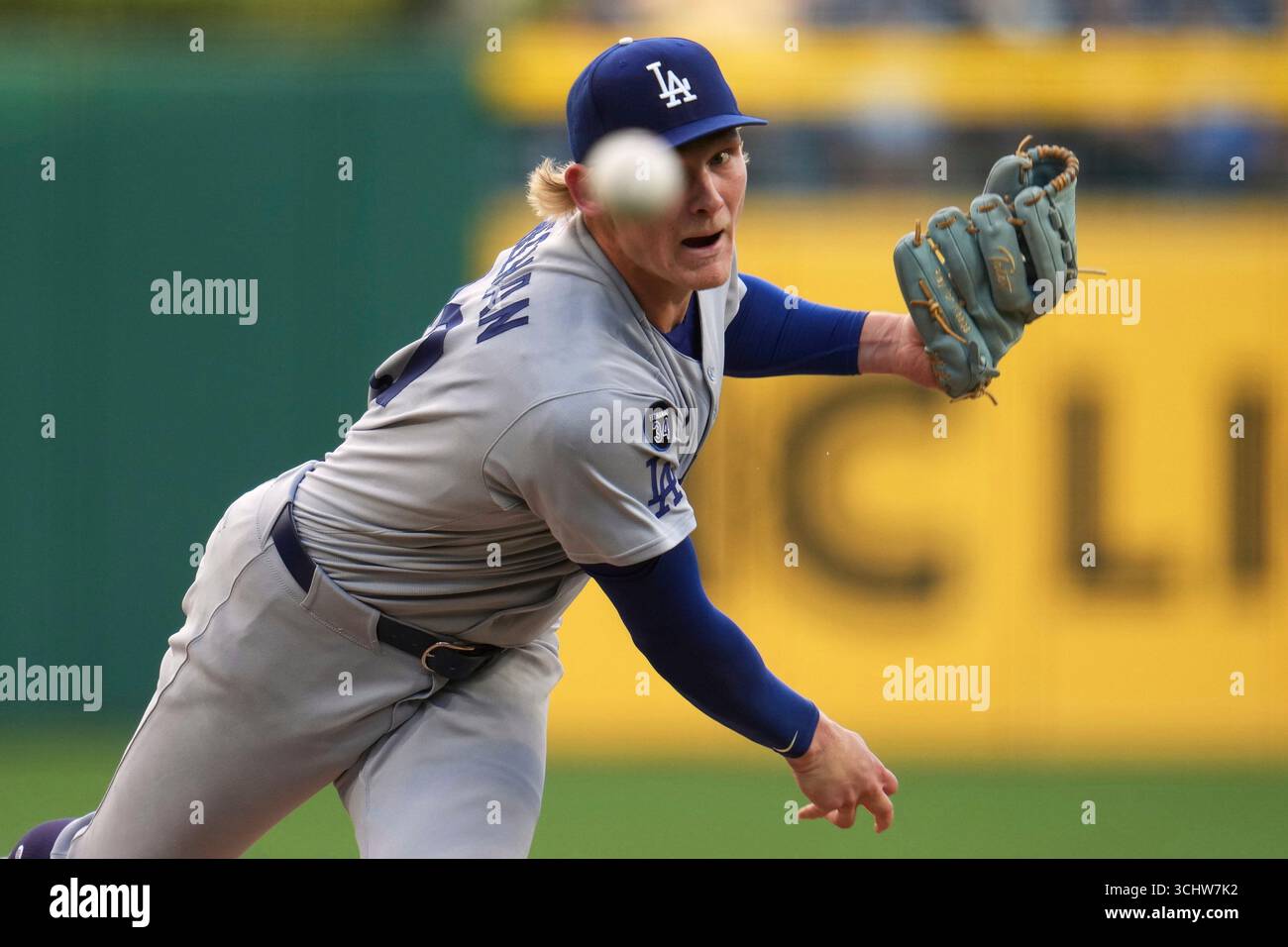 Los Angeles Dodgers pitcher Emmet Sheehan delivers during the first ...