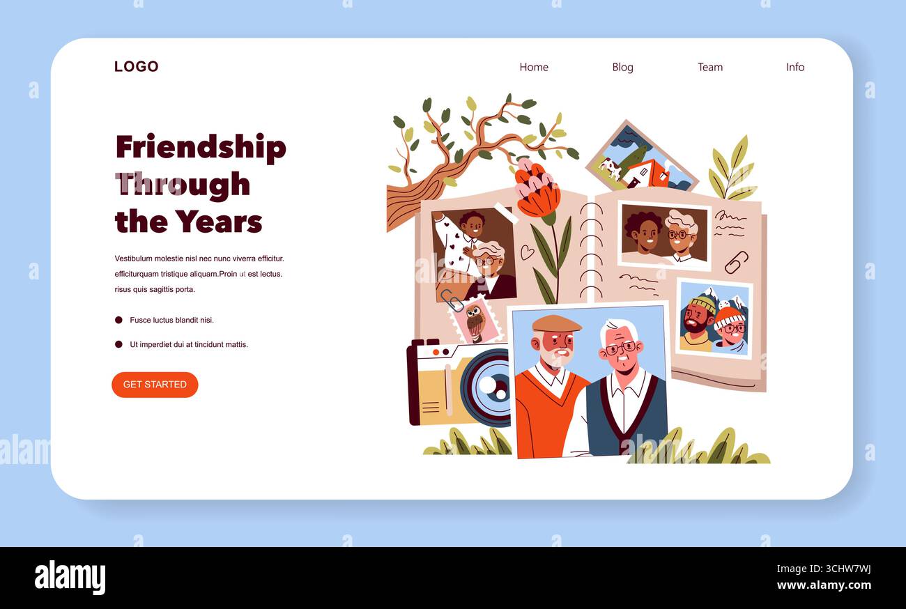 Vector illustration of a memory book celebrating friendship over the ...