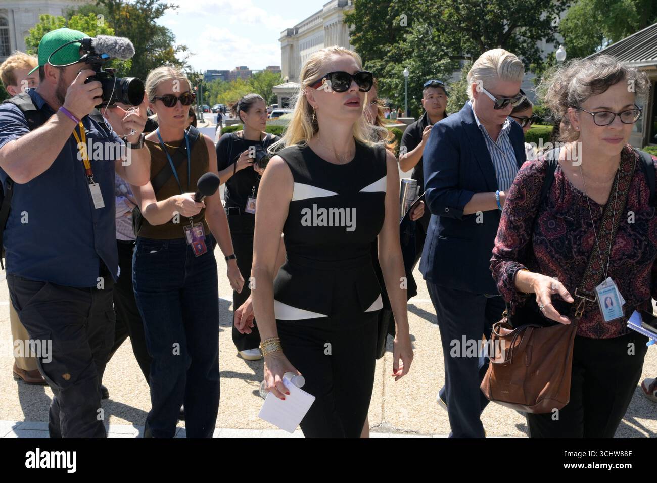 Survivor of Jeffrey Epstein’s abuse Anouska de Georgiou during a press ...