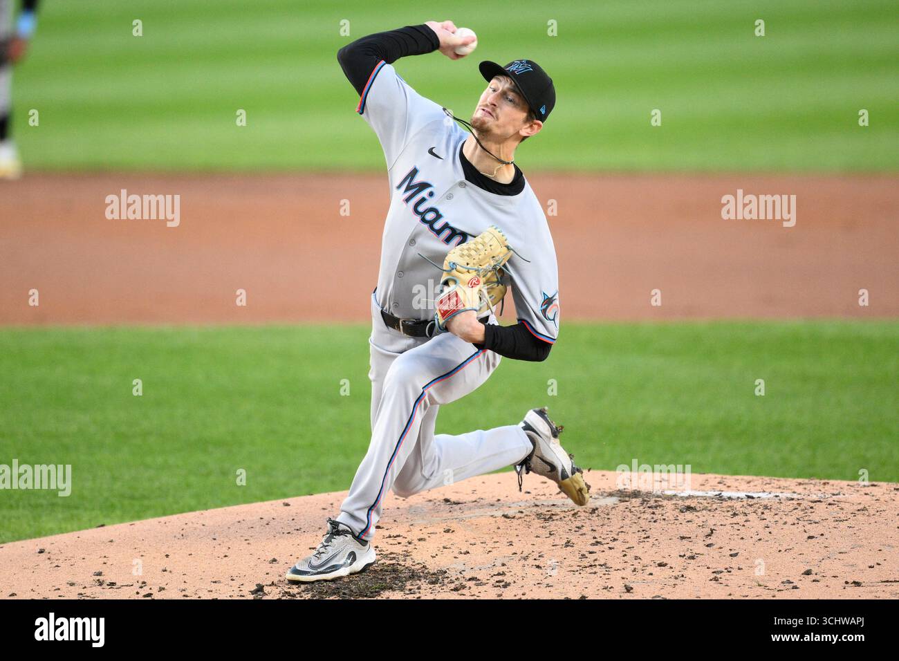 Miami Marlins starting pitcher Adam Mazur (60) in action during a ...
