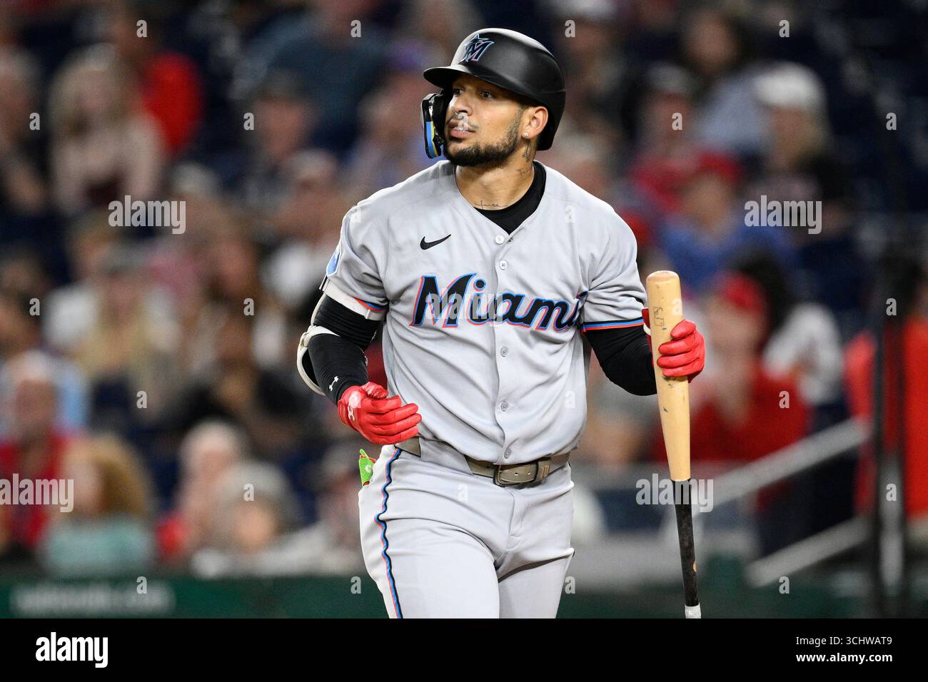 Miami Marlins' Victor Mesa Jr. in action during a baseball game against ...