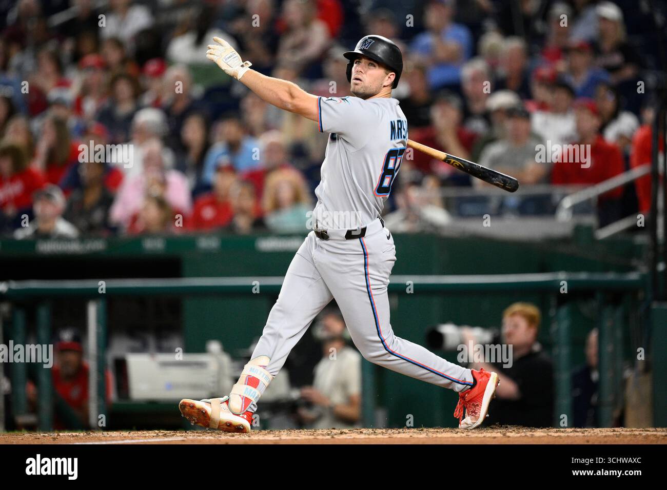 Miami Marlins' Jakob Marsee in action during a baseball game against ...