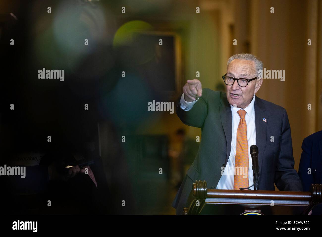 Senate Minority Leader Chuck Schumer (D-N.Y.) speaks during a press ...