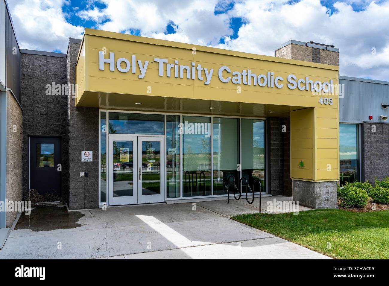 Ground photo of the main entrance to Holy Trinity Catholic School ...