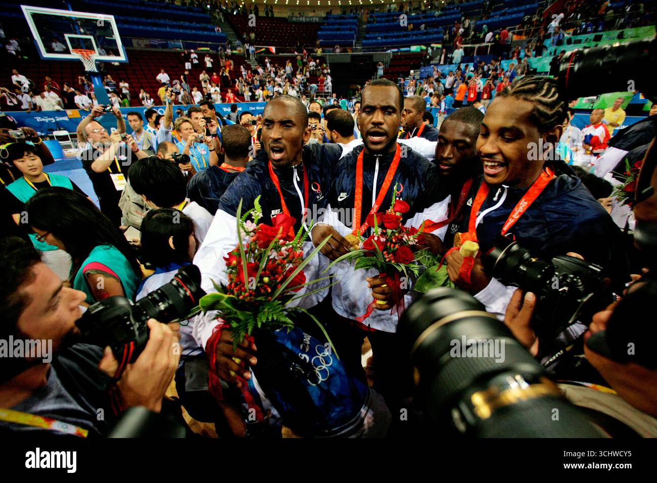 FILE - USA's, from left, Kobe Bryant, LeBron James, Dwyane Wade and ...