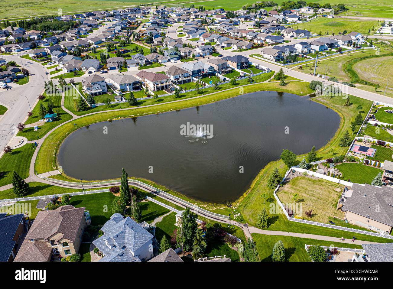 Drone photo of Crystal Lake Park in Warman, SK, highlighting the lake ...