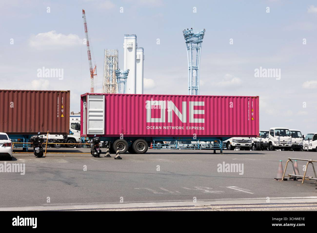 Ocean Network Express shipping container parked on Daikokufuto Island ...
