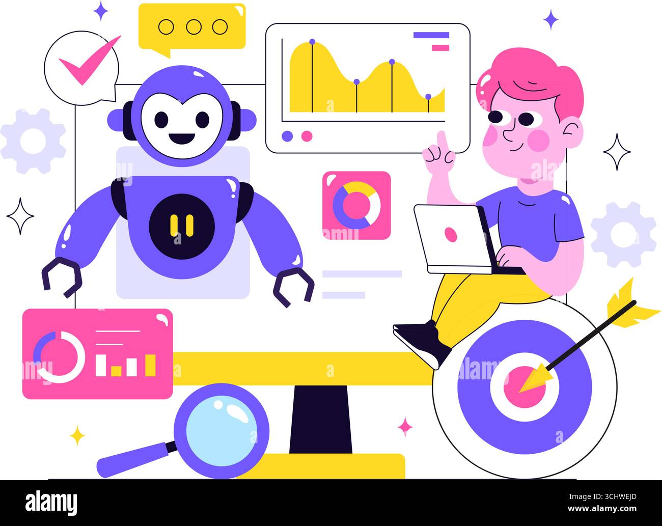 Artificial Intelligence in Business Vector Illustration Featuring ...