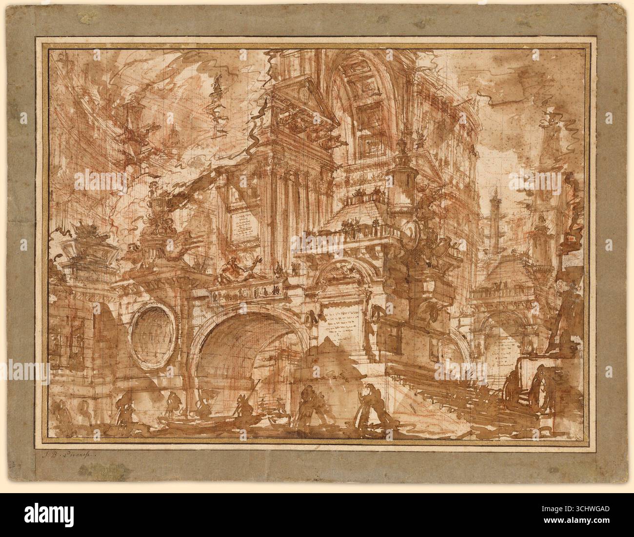 An Ancient Port, architectural capriccio drawing by Giovanni Battista ...
