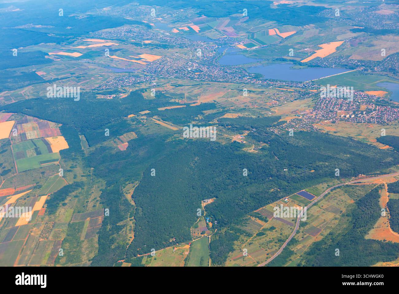 Aerial view of villages Nimoreni and Suruceni in Moldova. An aerial ...