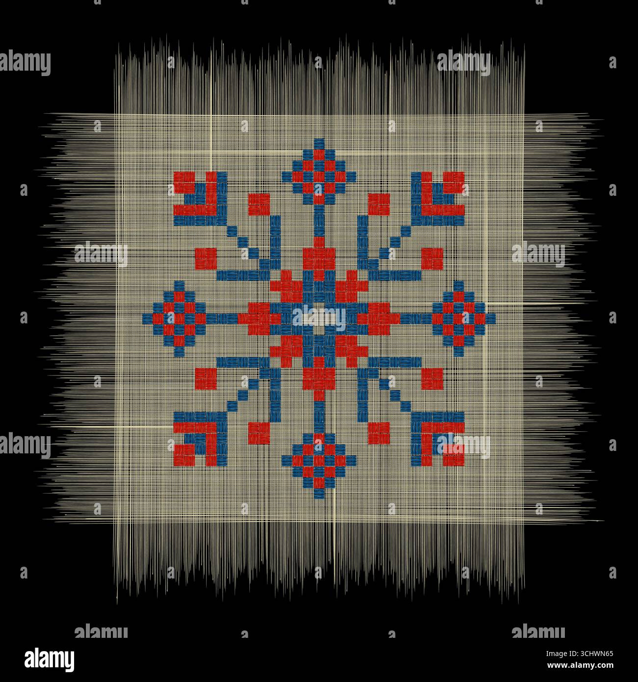 Traditional Romanian embroidery motif, symbol over white backgound ...