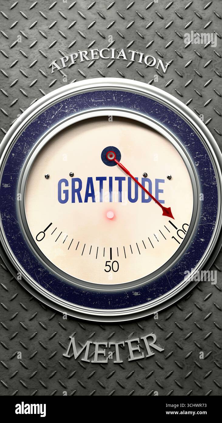 Gratitude and appreciation that is hitting a full scale hi-res stock ...