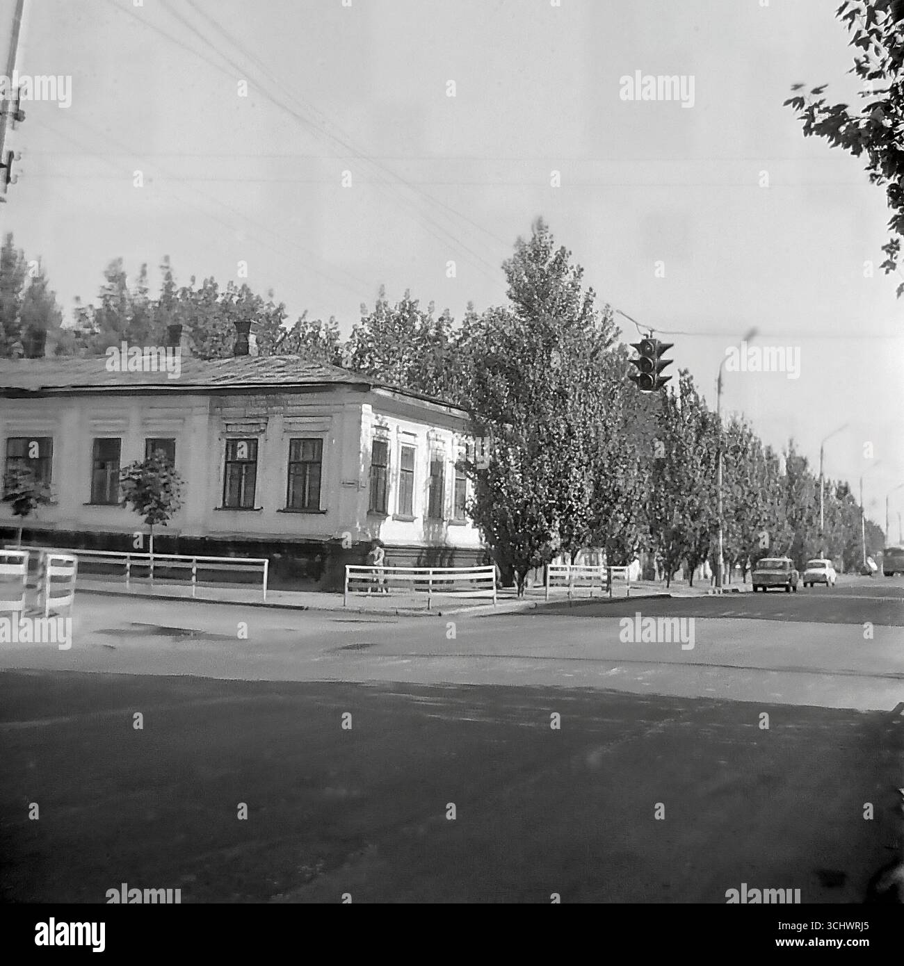 An archival black-and-white photograph taken in Sloviansk in the 1960s ...