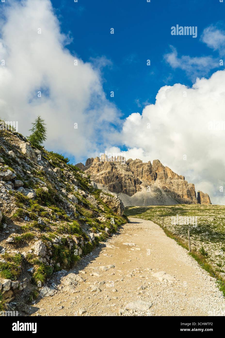 Famous hiking trail winding around iconic Drei Zinnen peaks in ...