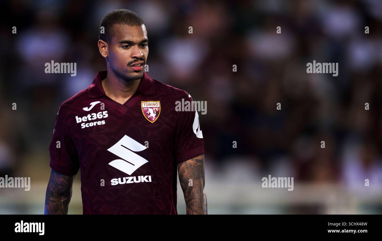 Cyril Ngonge of Torino FC looks on during the Serie A football match ...