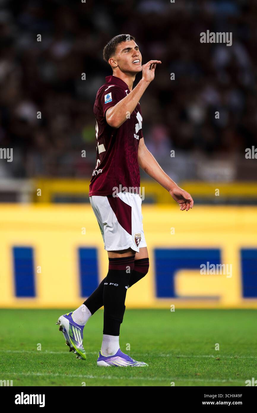 Cesare Casadei of Torino FC gestures during the Serie A football match ...