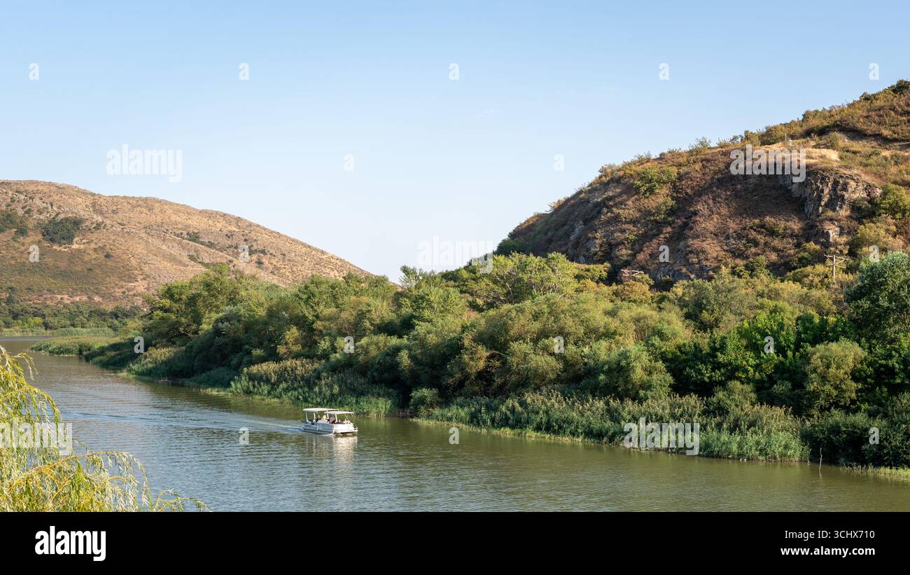 Tourist cruise boats sightseeing tours along Mtkvari Kura river in ...