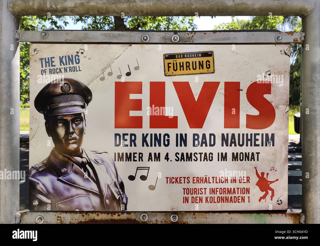 Sign for the Elvis guided tour through Bad Nauheim, Elvis Presley lived ...